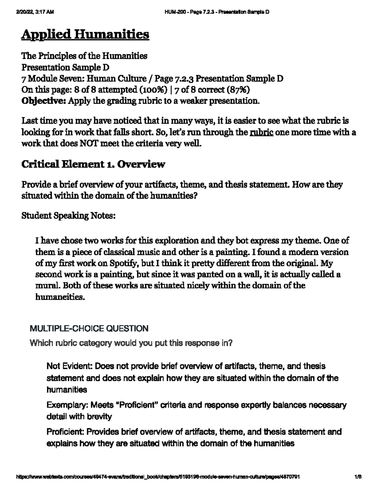 HUM 200 Module 7 - Analyzing Cultural Artifacts in Humanities - Studocu