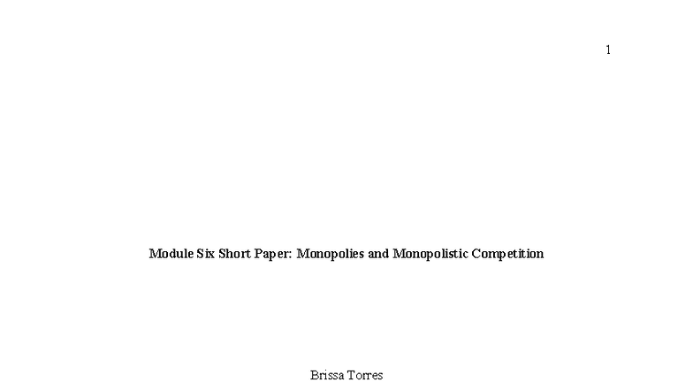 ECO 201 Module Six Short Paper Template completed - Module Six Short ...