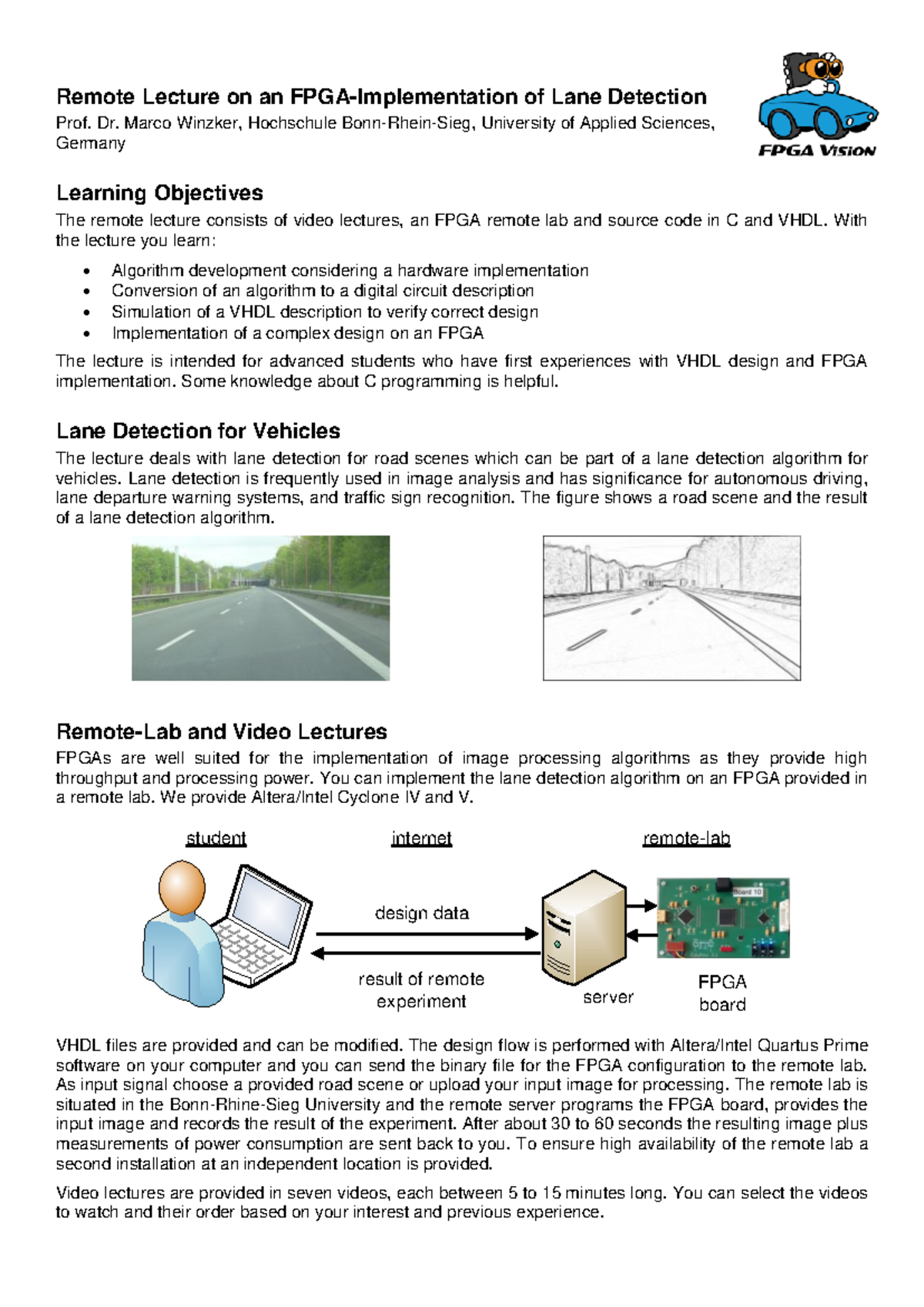 FPGA-Vision Overview - FPGA - Remote Lecture on an FPGA-Implementation ...