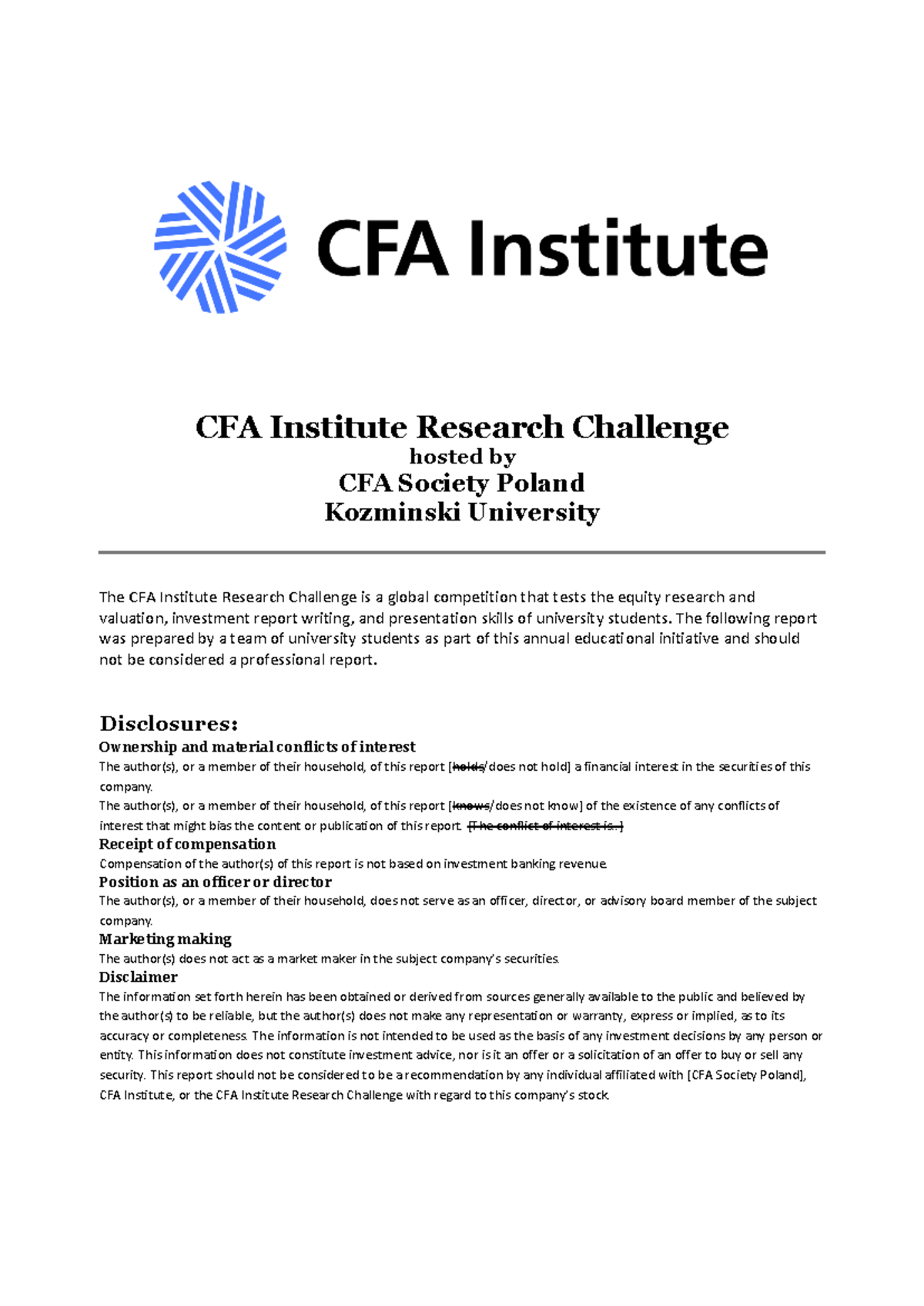 CFA 2025 Research Challenge Report: Dom Development Insights - Studocu