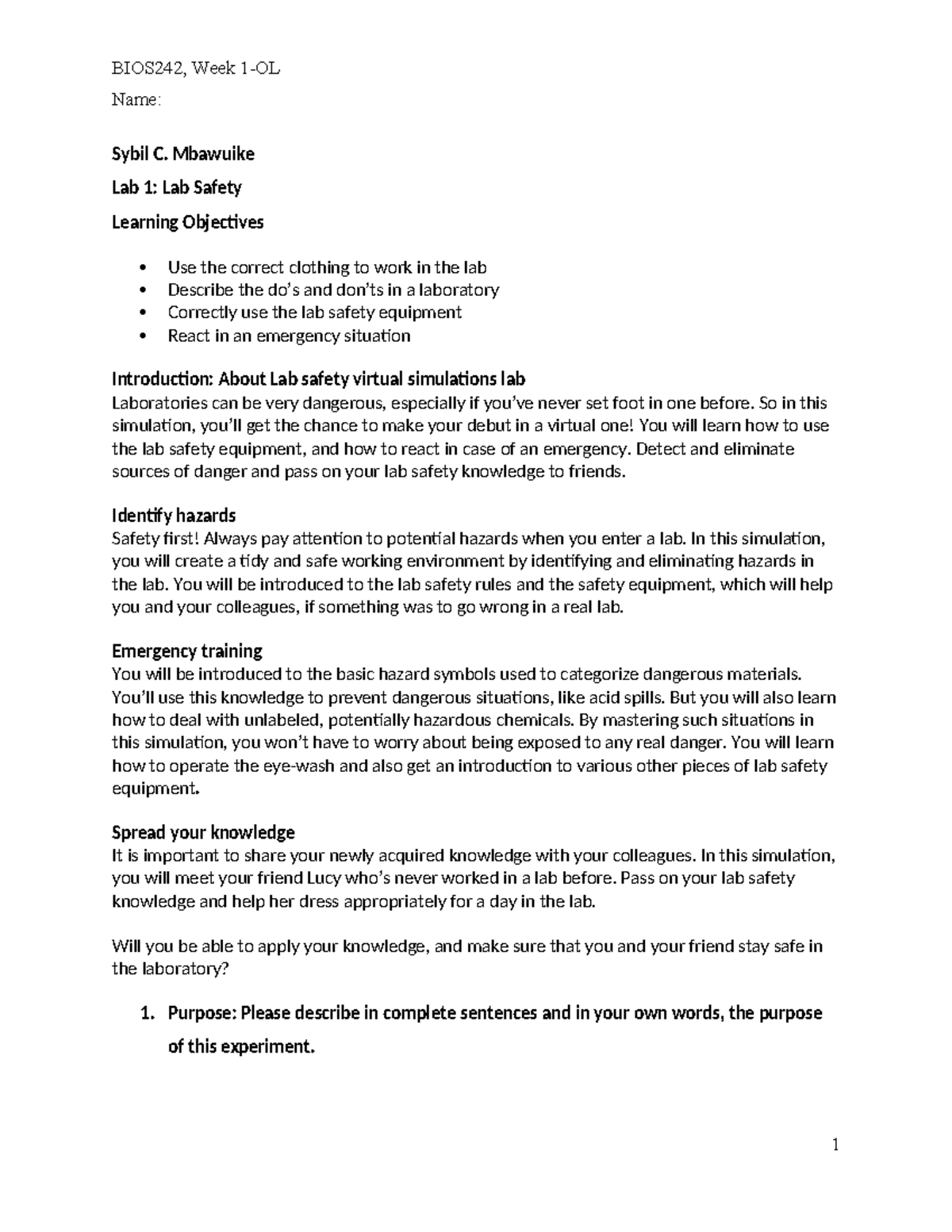 Microbiology Lab Report 1: Understanding Lab Safety Protocols - Studocu