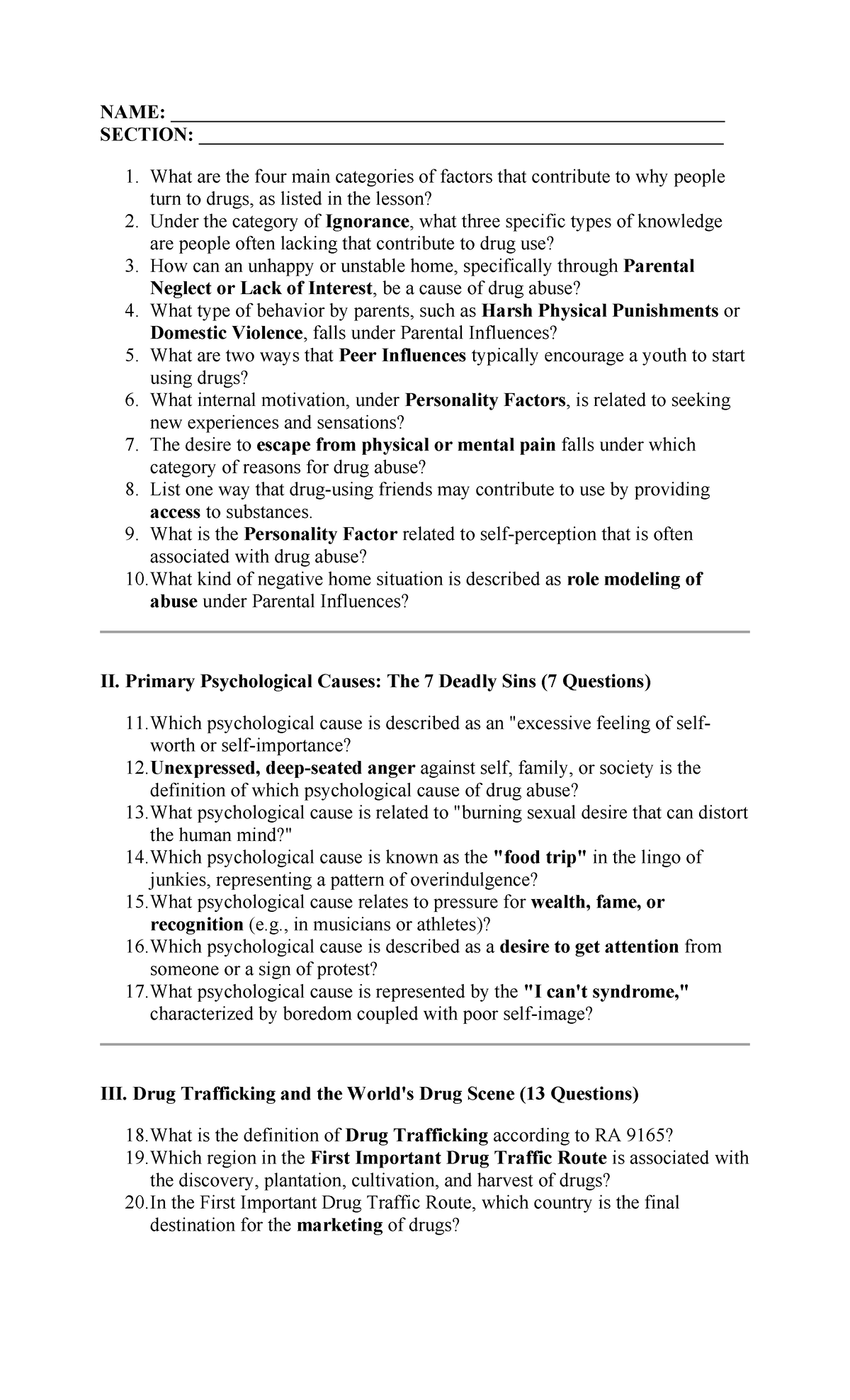 CDI Sample Questions: Understanding Drug Abuse Factors and Trafficking ...
