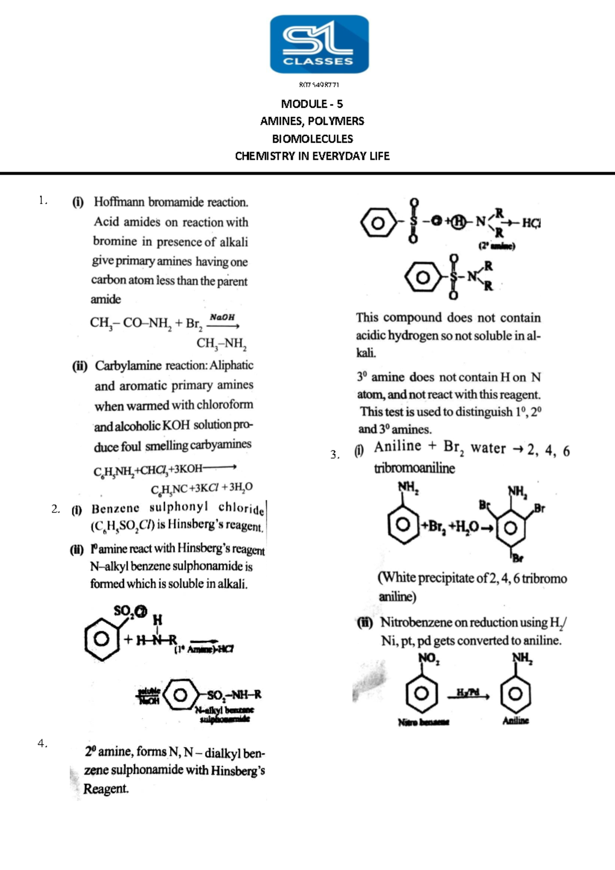Chem module 5 - answer key - Plus one chemistry - MODULE - 5 AMINES, POLYMERS BIOMOLECULES ...