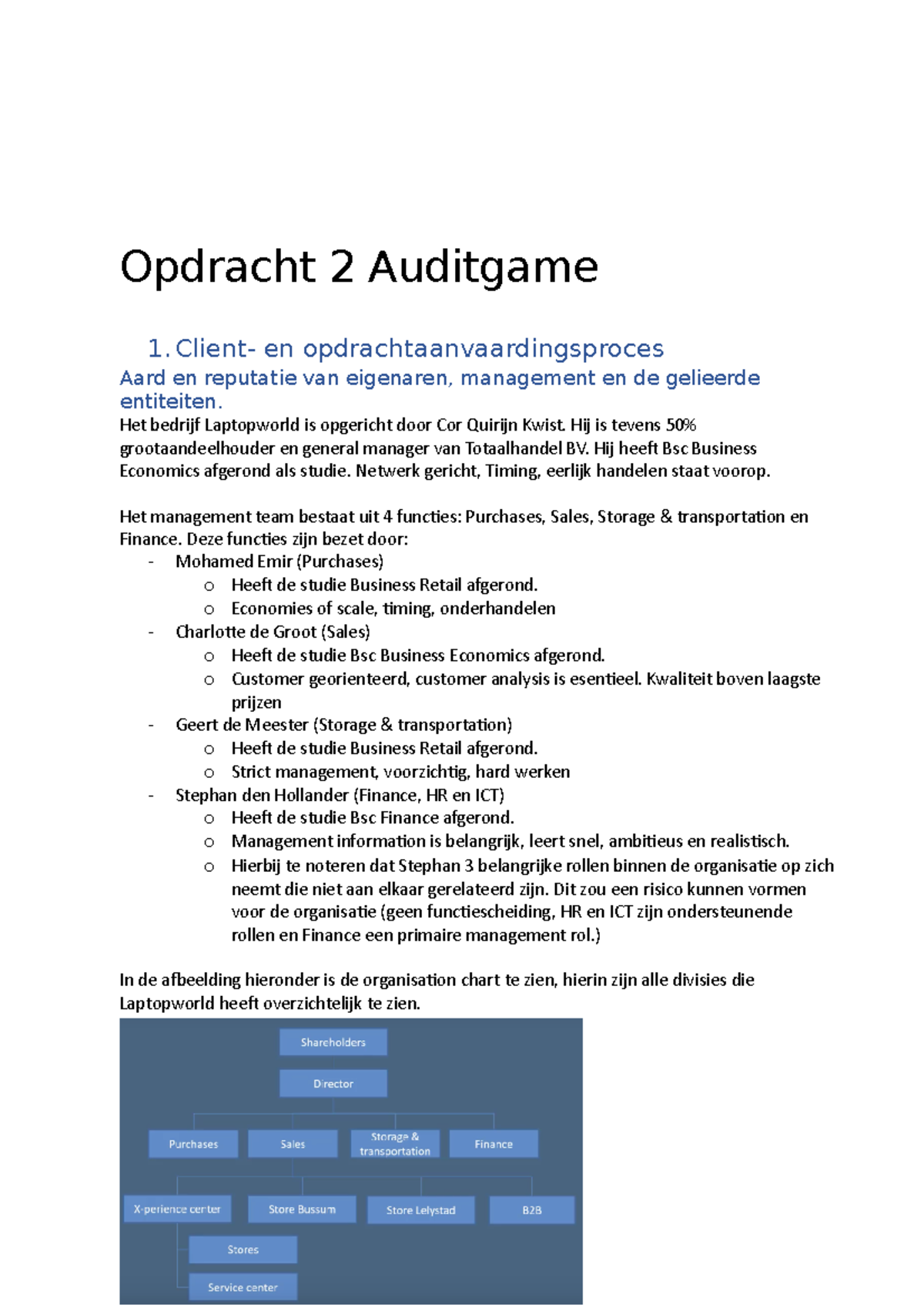 Opdracht 2 Audit-game voorbereiding - 8-september- Opdracht 2 Auditgame ...