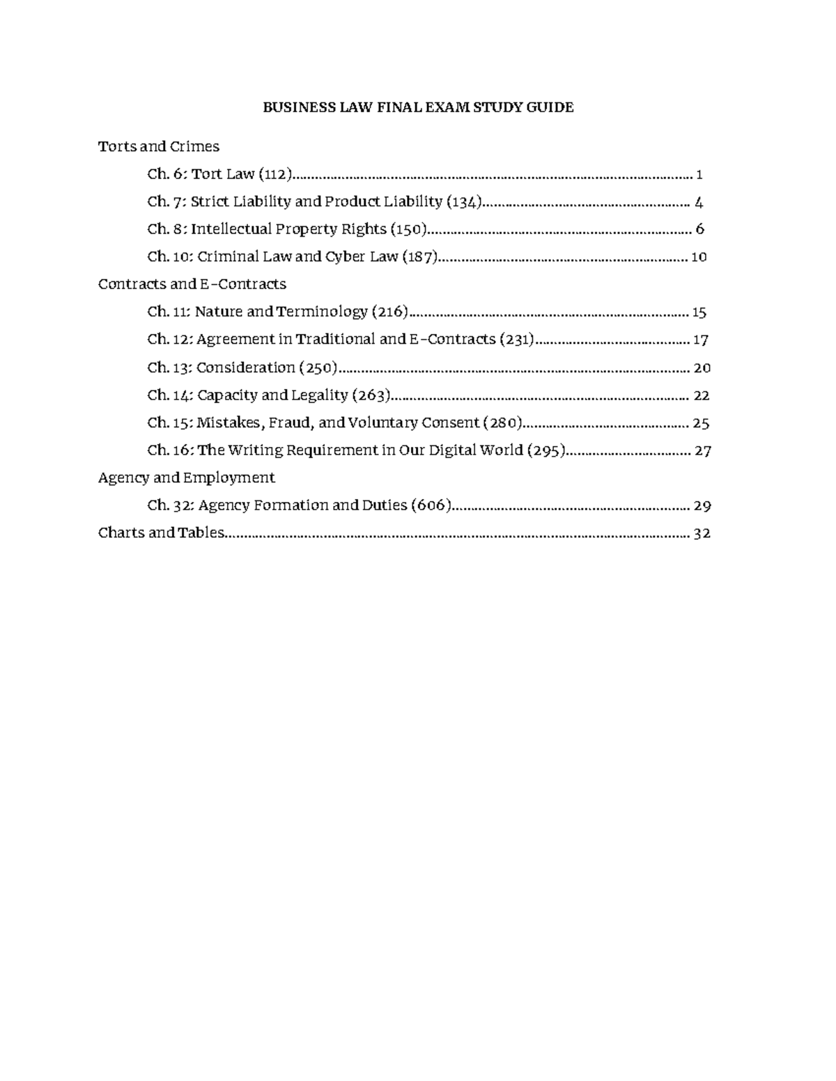 Business Law 101: Final Exam Study Guide Overview and Key Concepts ...