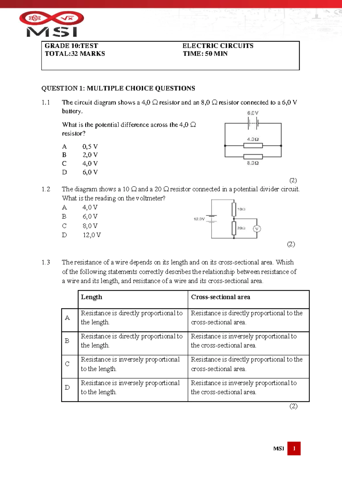 Grade 10 physical scienses past paper - Downloaded from Stanmorephysics ...