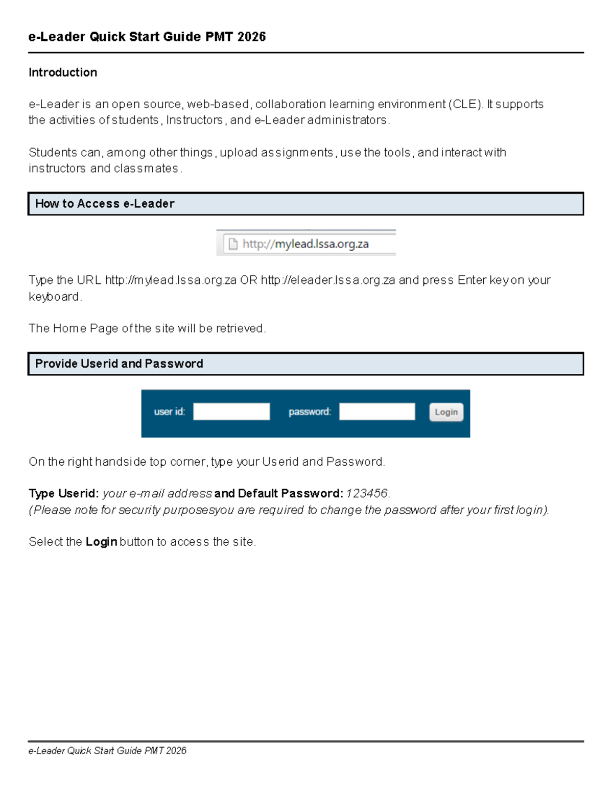 E-Leader Quick Start Guide PMT 2026: Accessing and Submitting ...