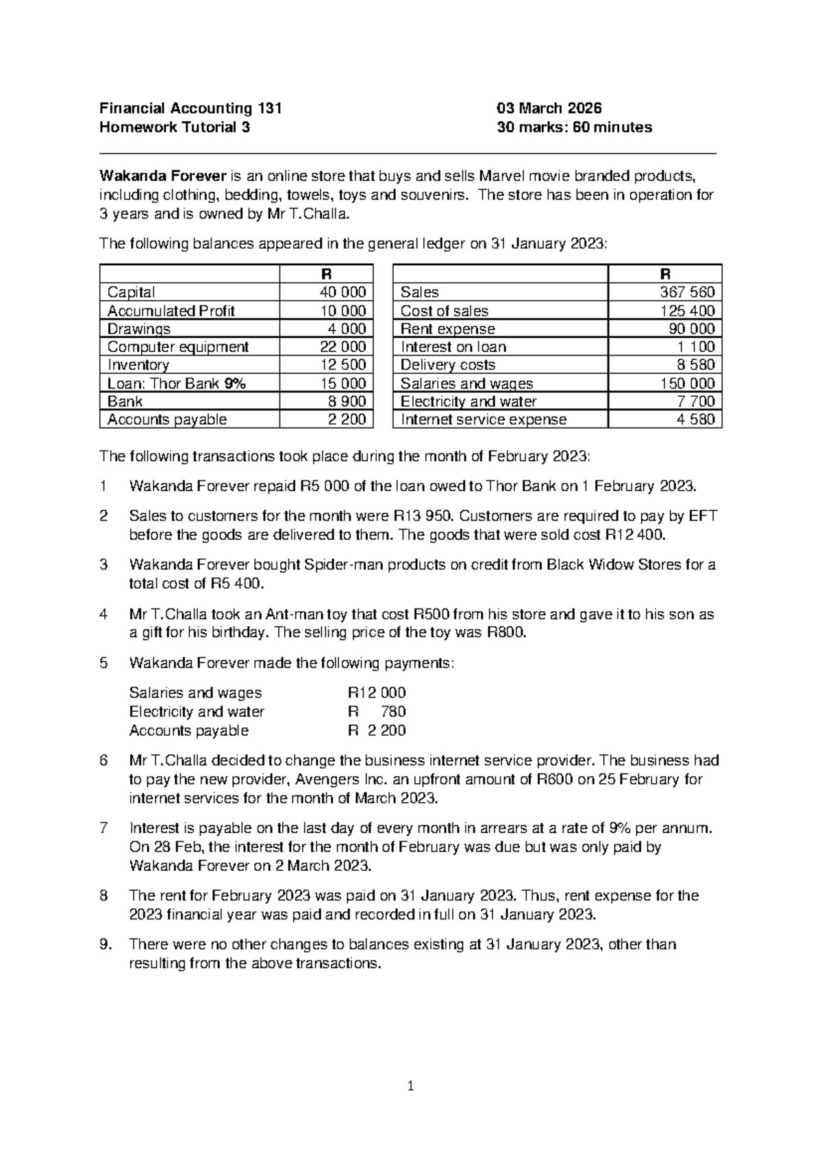 FIA131 Financial Accounting Homework Tutorial 3 - March 2026 - Studocu