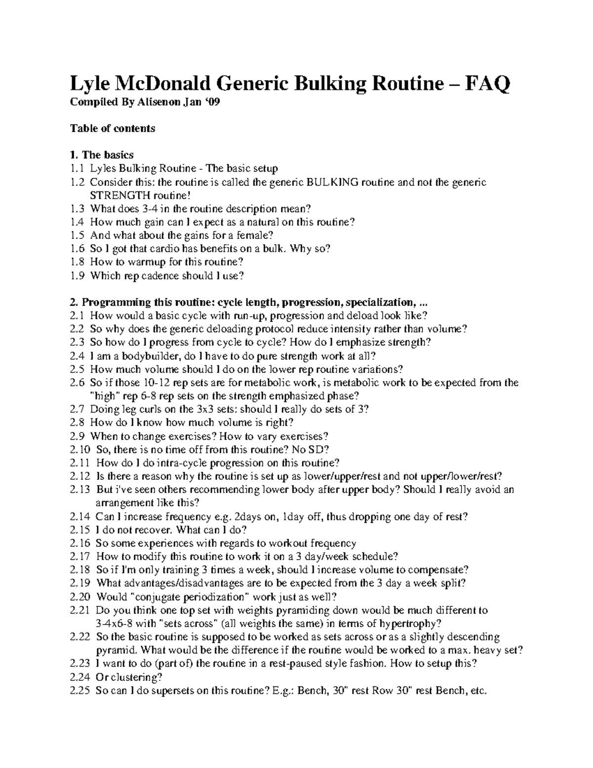 Lyle McDonald Generic Bulking Routine: Comprehensive FAQ Guide - Studocu