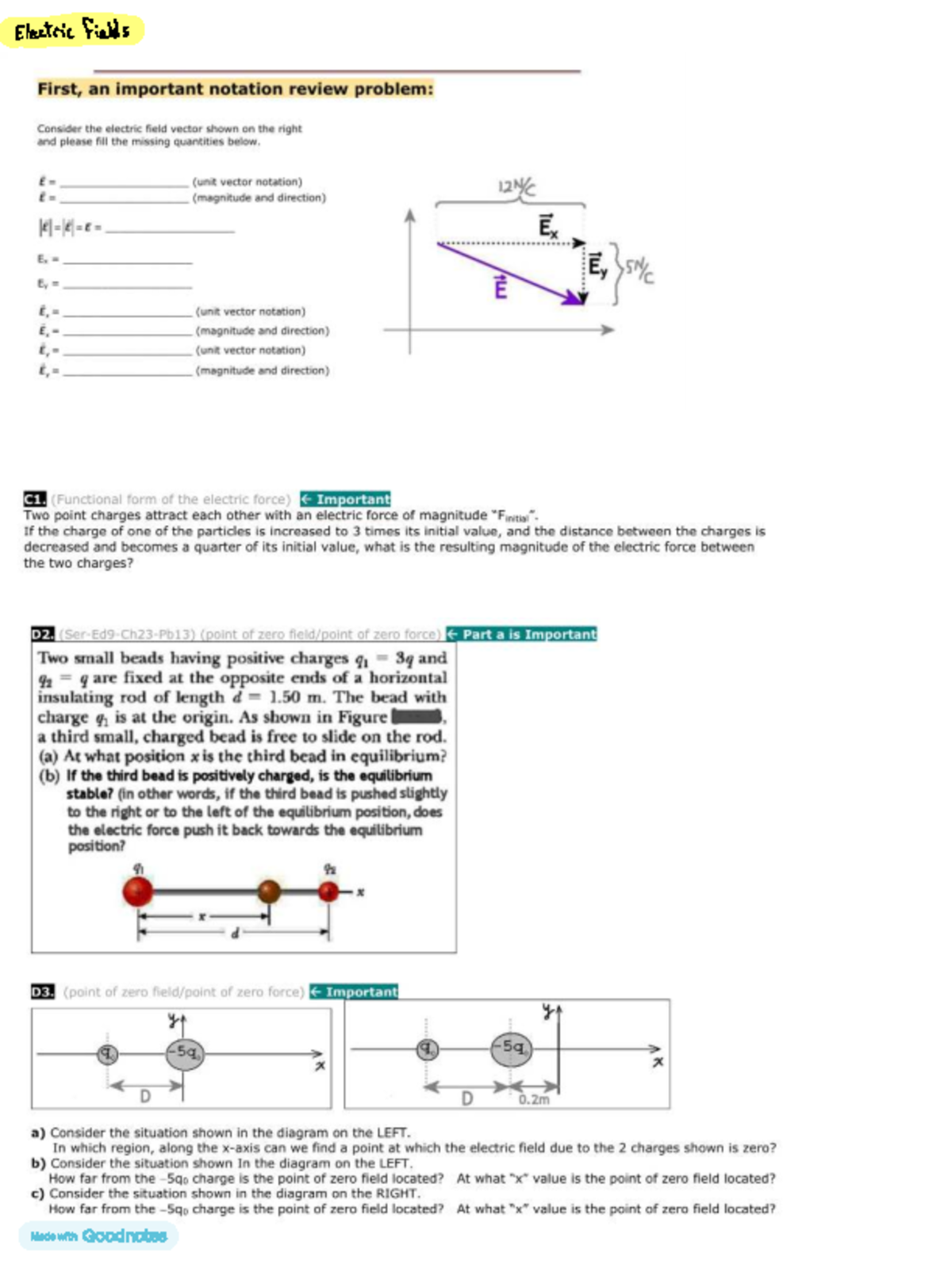 Practice Questions - 203-NYB-05 - Electric fields m Gauss's law a) · - Studocu