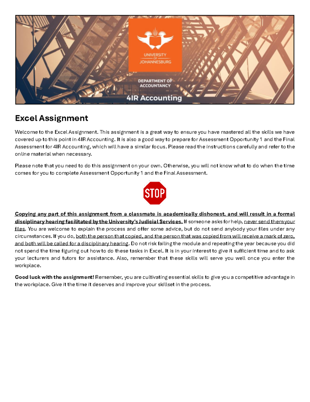 Excel Assignment Instructions for 4IR Accounting: Mastering Skills ...