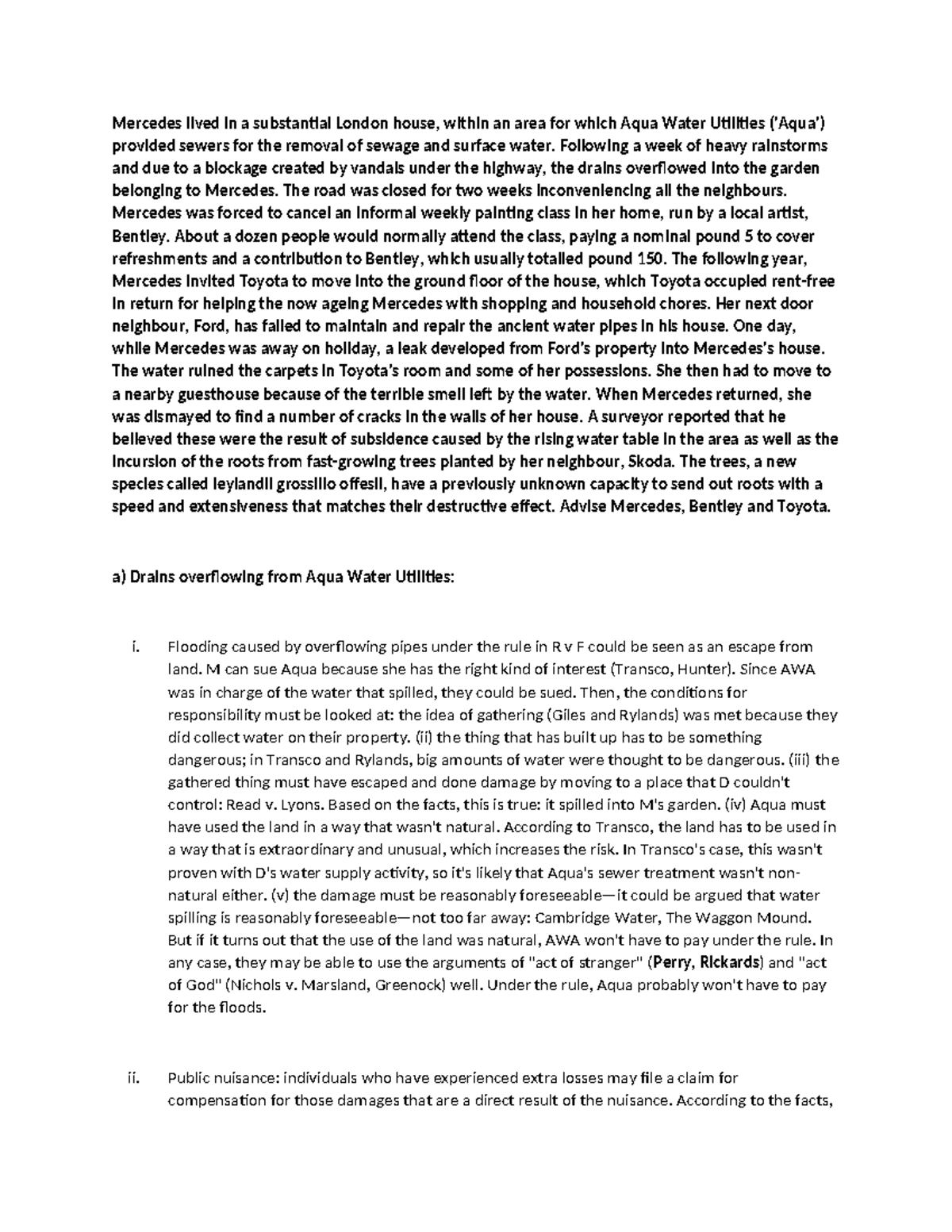Public and Private Nuisance Analysis: R v F Case Study - Studocu