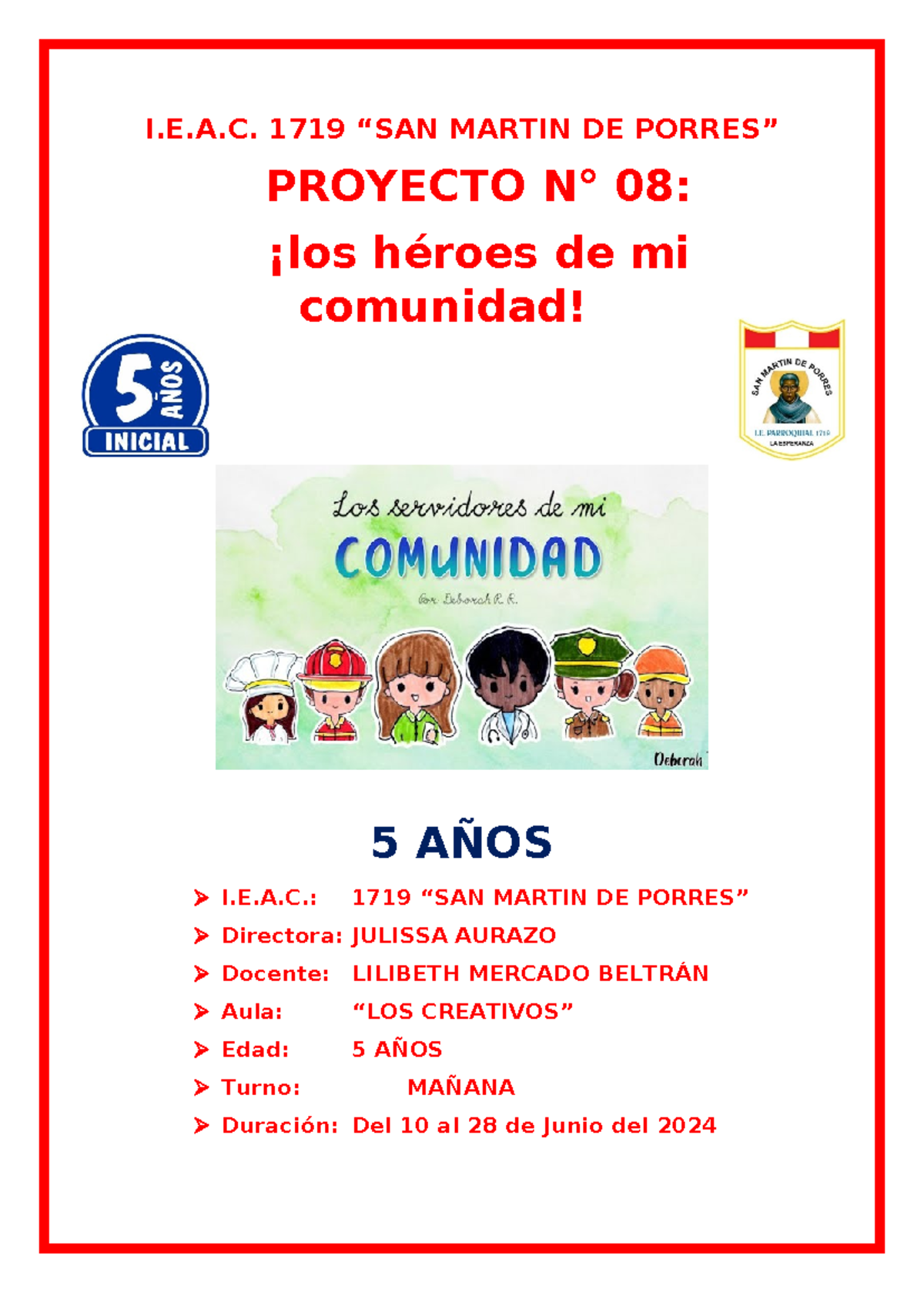 Proyecto 08 - Los Héroes de mi Comunidad (5 Años) - Studocu