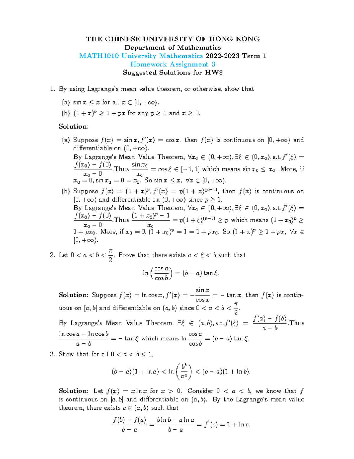 HW3 Sol - 1213123213123213123213 - THE CHINESE UNIVERSITY OF HONG KONG ...
