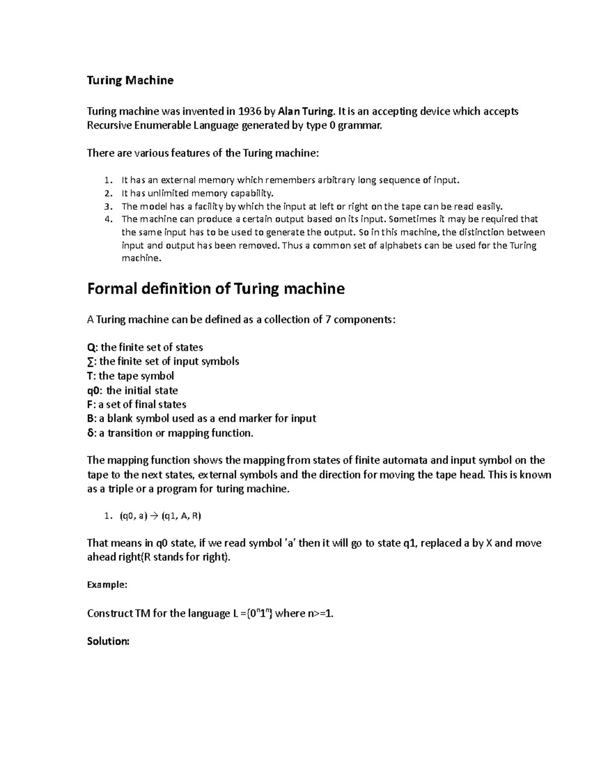 Unit 5 turing machine - Turing Machine Turing machine was invented in ...