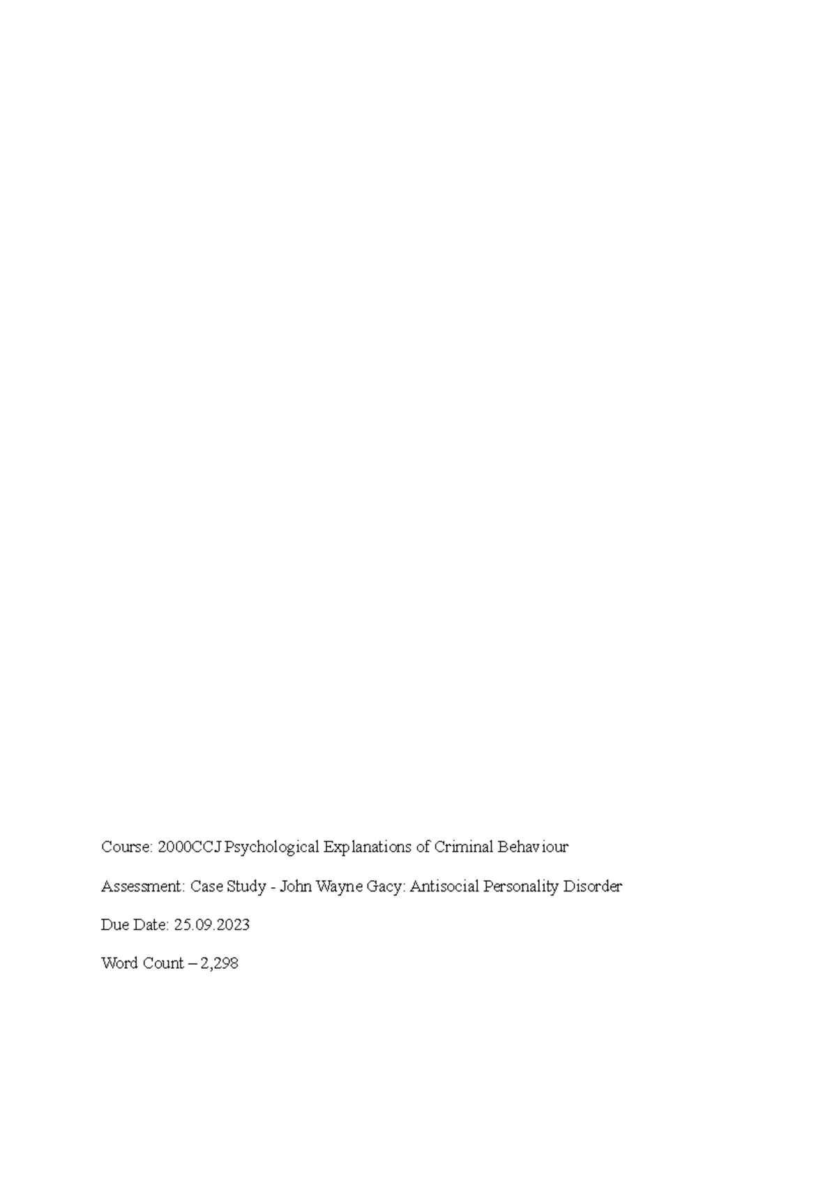 2000 CCJ - Case Study on John Wayne Gacy & Antisocial Personality ...