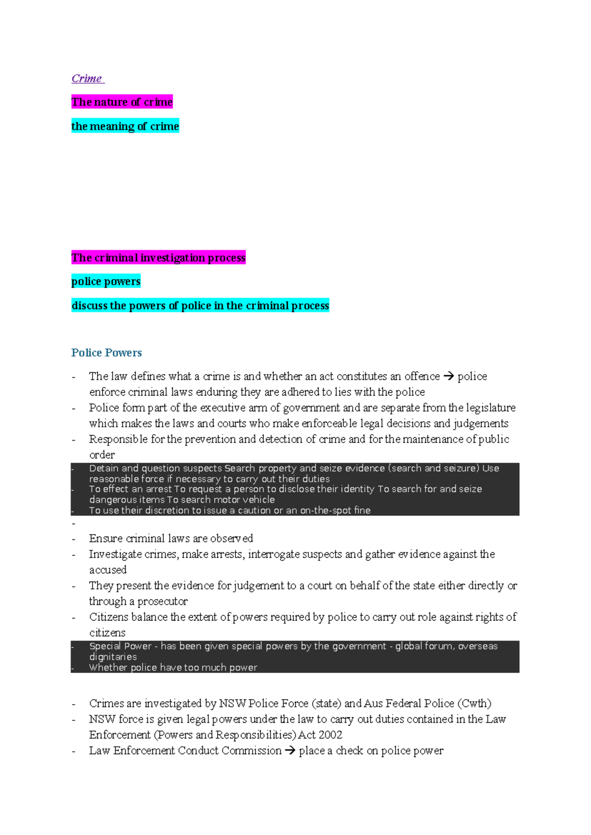 Police Powers and Criminal Investigation Process: An Overview (CRIM101 ...