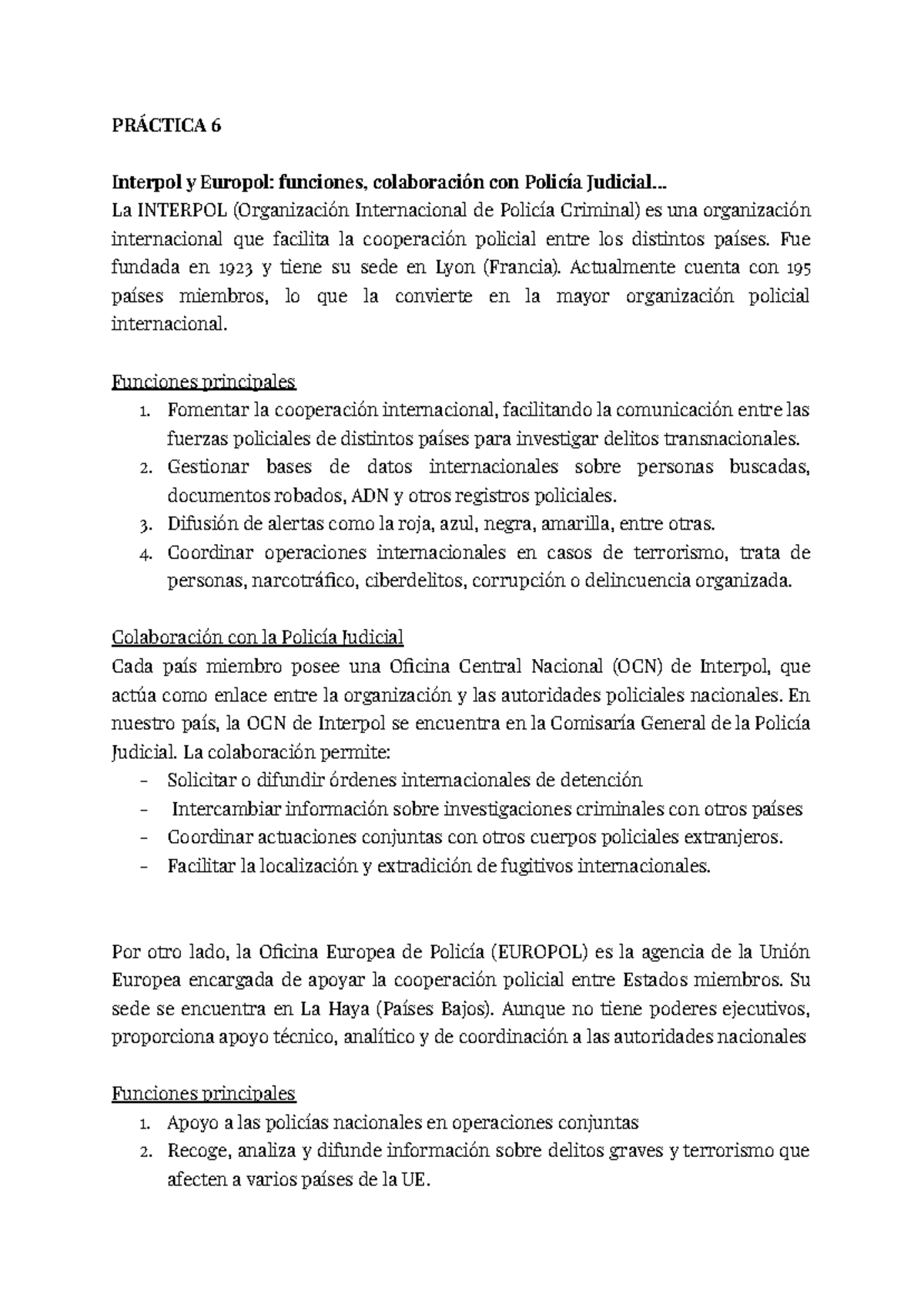 PRÁCTICA 6: Interpol y Europol - Funciones y Colaboración Policial ...