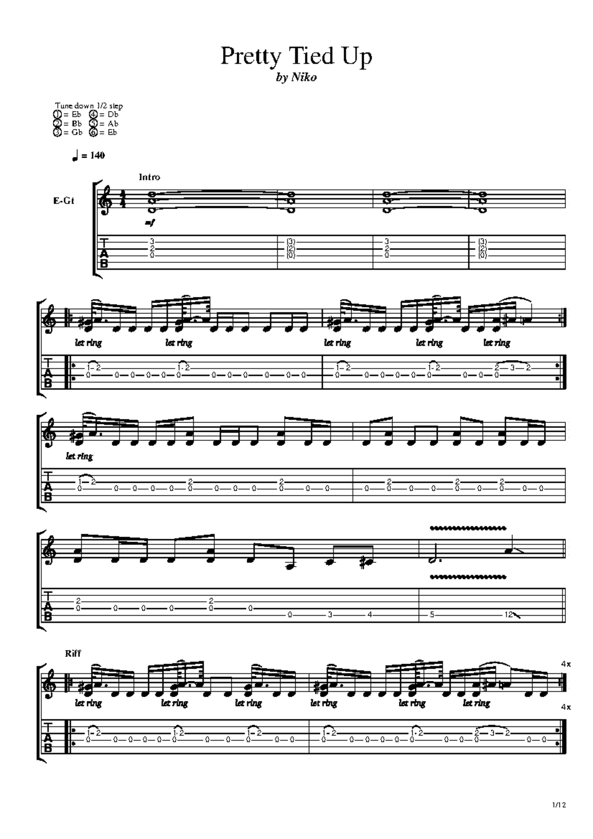 Pretty Tied Up (Tabs PDF) - Niko Tune Step 1 Analysis - Studocu