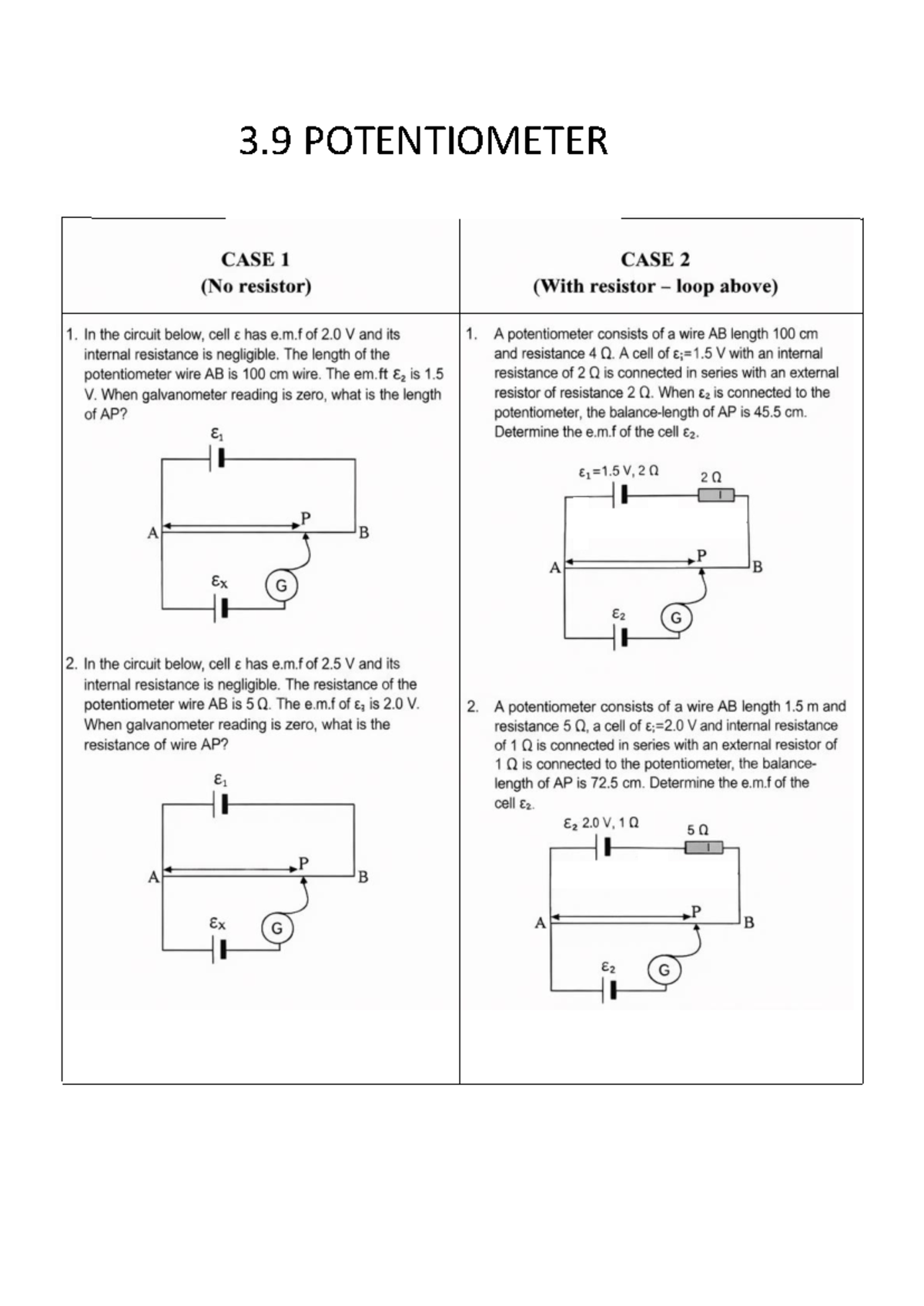 Potentiometer Case Study: Analysis of Circuits with and without ...