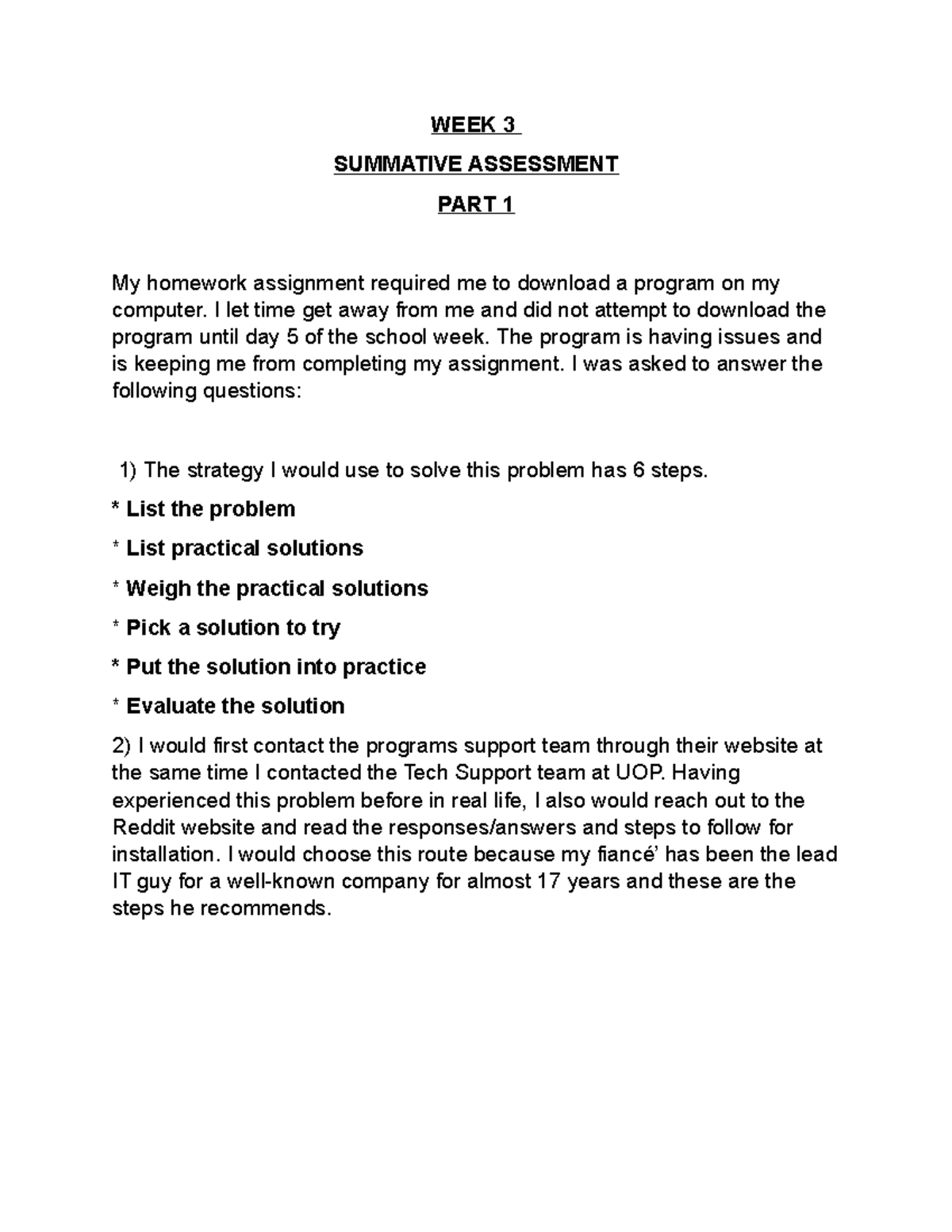 Week 3 Summative Assessment Part 1: Problem-Solving Strategies - Studocu