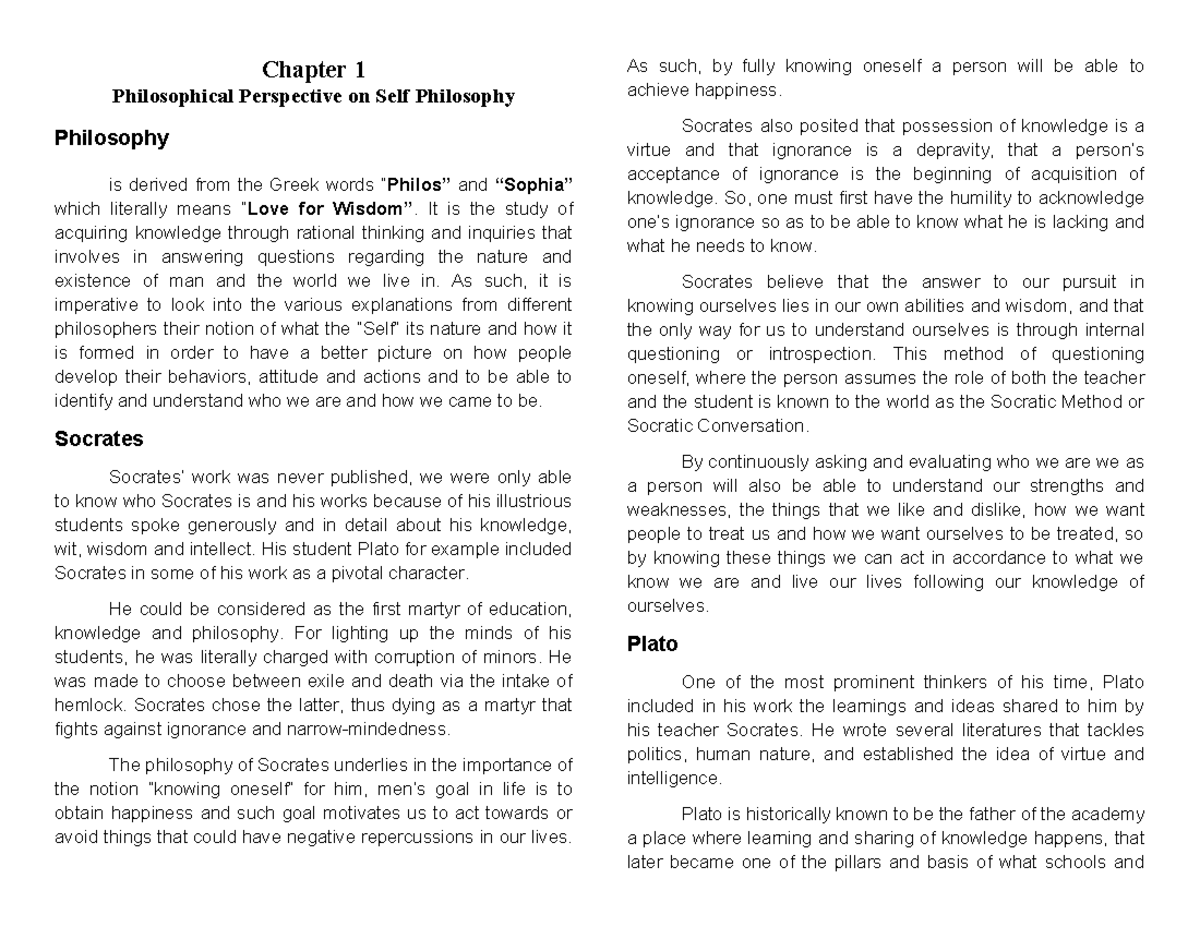 Understanding the Self: A Philosophical Perspective (PHIL 101) - Studocu