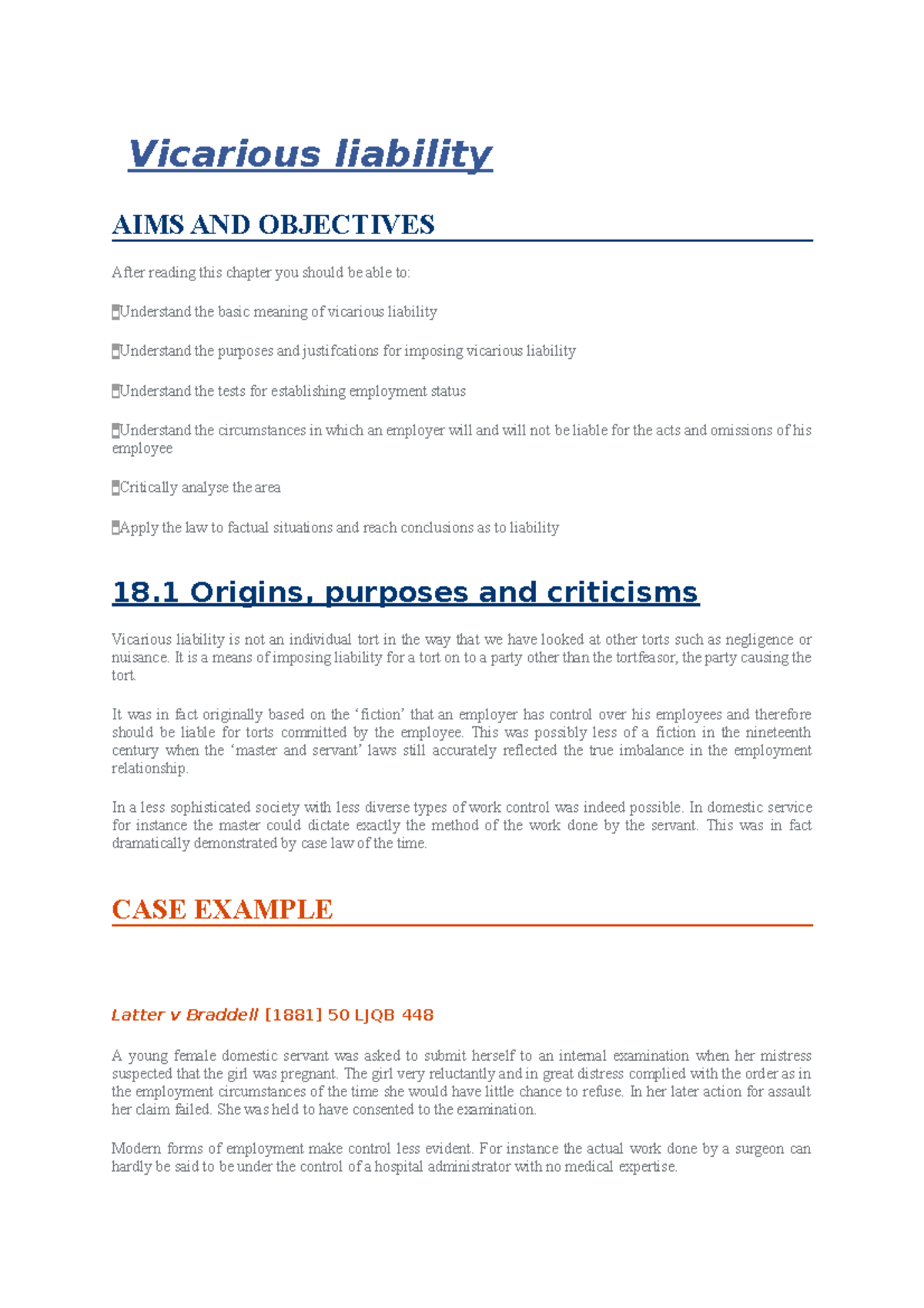 Vicarious Liability in Tort Law: Understanding Key Concepts and Tests ...