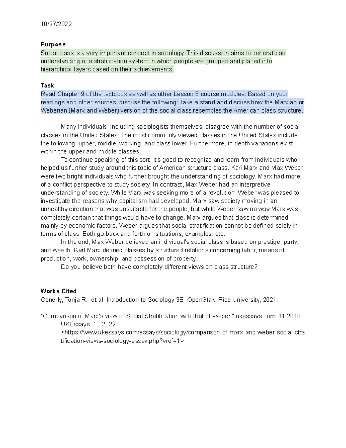 Sociology 101: Lesson 6 Discussion on Social Class Concepts - Studocu