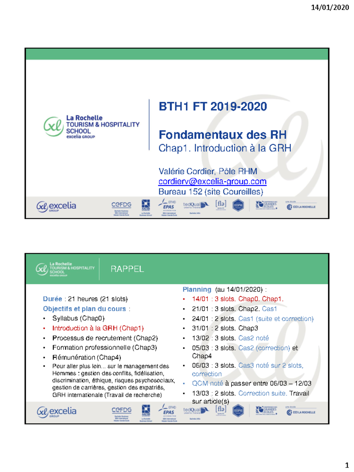 Chap1 - Human Resources - BTH1 FT 2019- Fondamentaux des RH Chap1. Introduction à la GRH Valérie ...