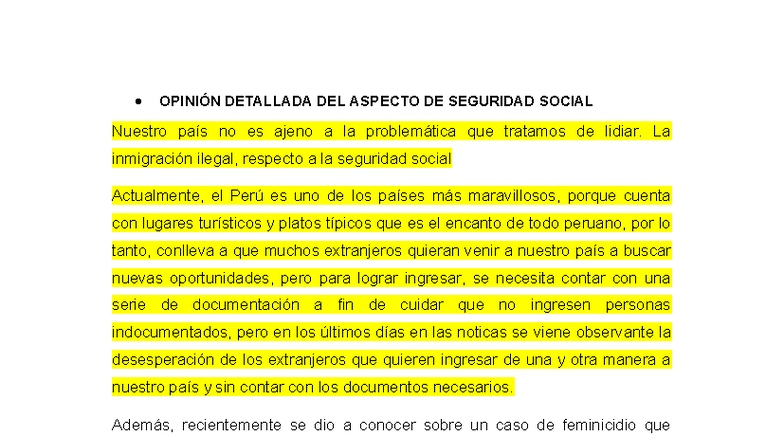 Exposición sobre Inmigración Ilegal y Seguridad Social (ACTO. JURI ...