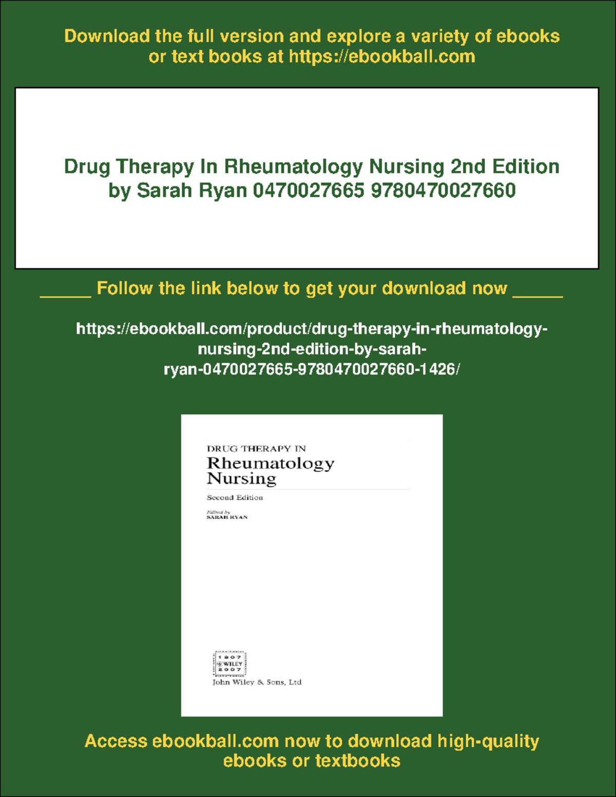 Drug Therapy in Rheumatology Nursing 2nd Ed. - Sarah Ryan & Jackie Hill ...