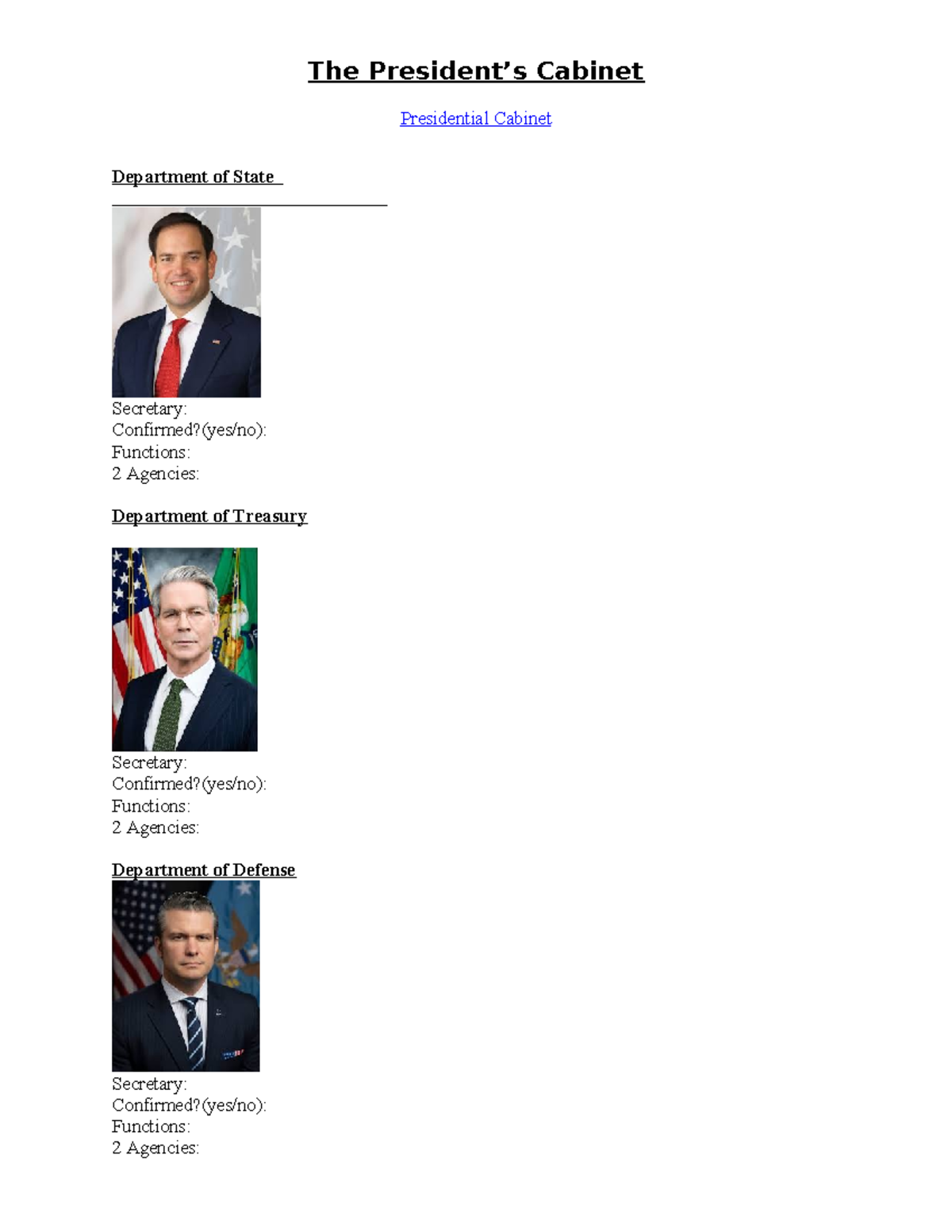 Cabinet positions and functions for 2025: A comprehensive overview ...