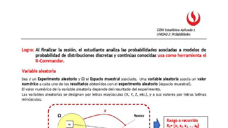 CE86 Estadística Aplicada 1 UNIDAD 2: Probabilidades y Distribuciones Discretas - Studocu