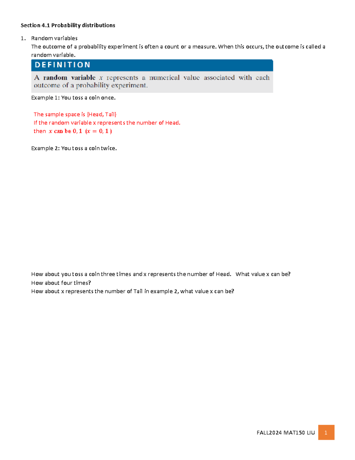 S-4.1 Probability distributions - Section 4 Probability distributions ...