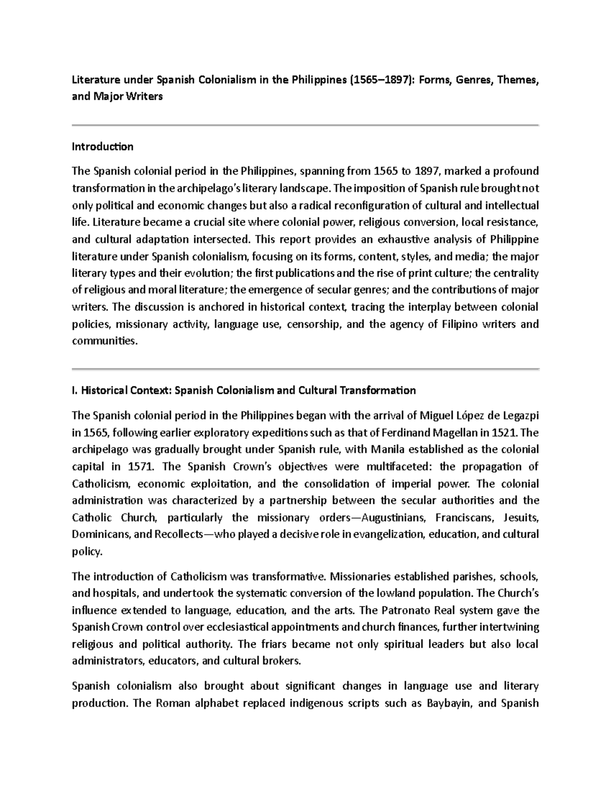 Philippine Literature under Spanish Colonialism: Forms, Themes, and ...