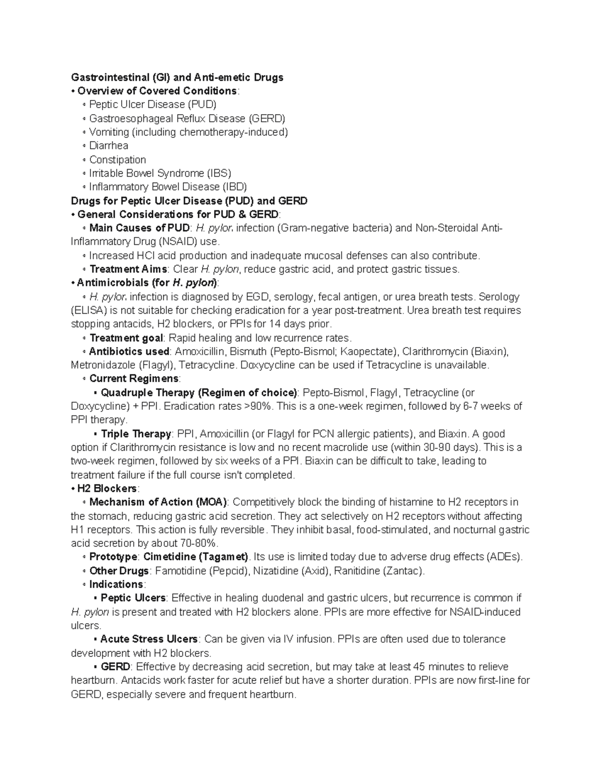 Study Guide GI - Module 4: Overview of GI Conditions and Treatments ...