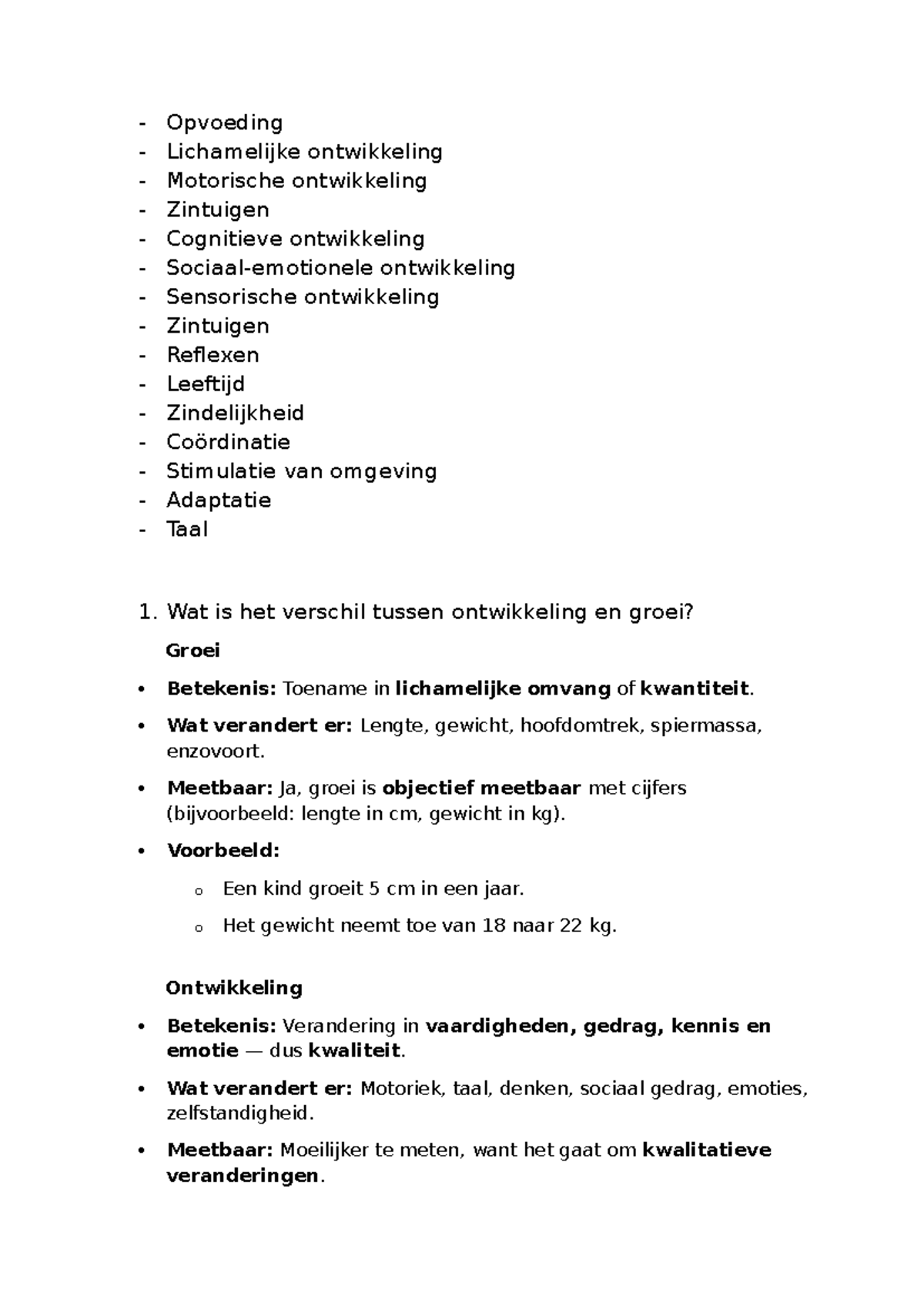 Taak 7: Ontwikkeling en Groei van Kinderen - Lichamelijke en Cognitieve ...