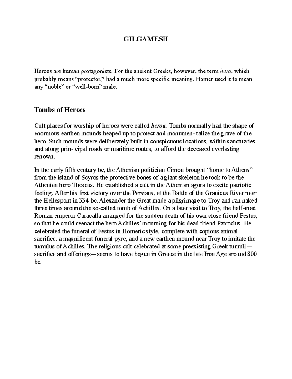Classical Myth & Gilgamesh: Insights from Powell Ch. 13 Notes - Studocu