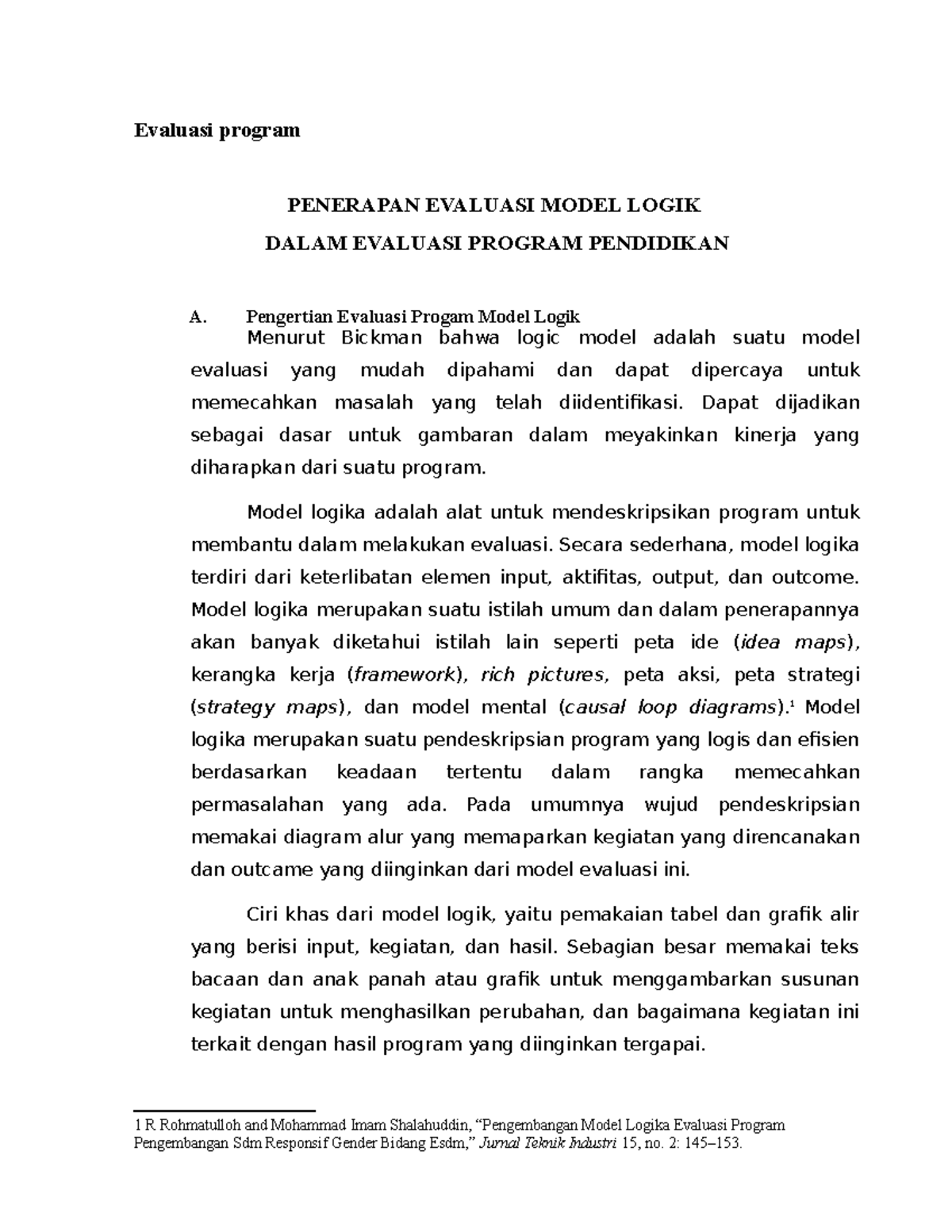 Evaluasi Model Logik dalam Program Pendidikan: Penerapan dan Manfaat ...