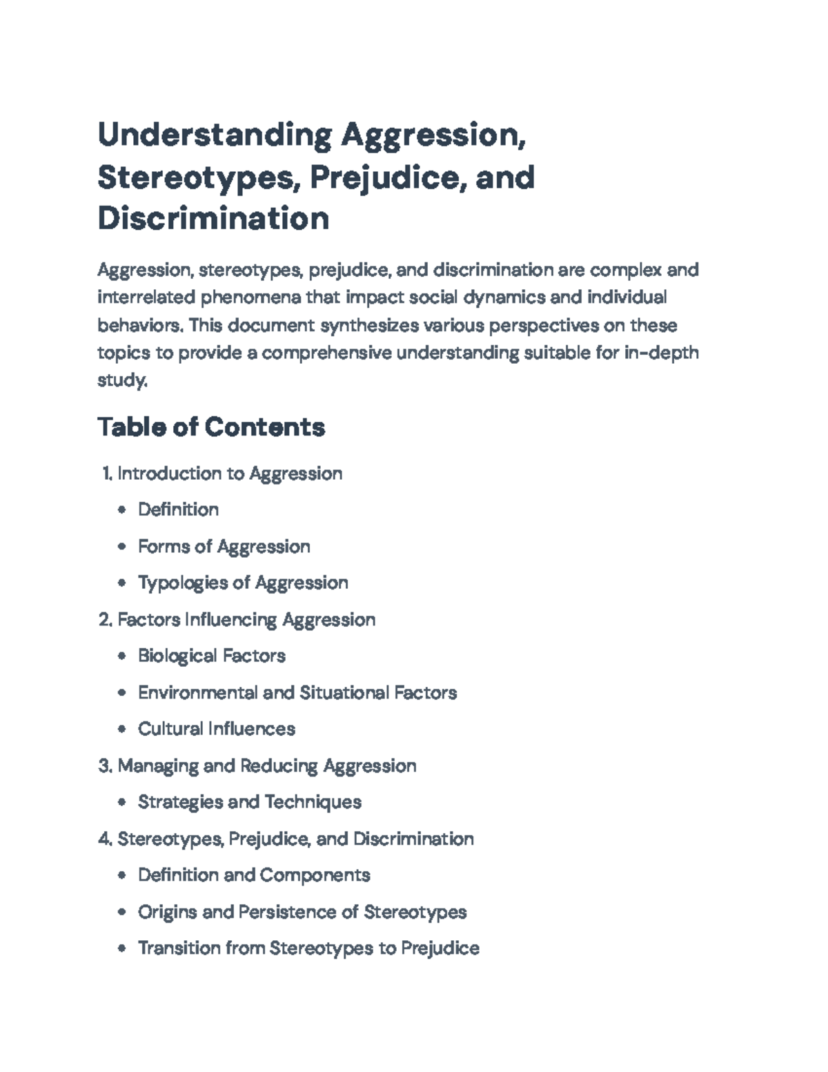 Understanding Aggression, Stereotypes, Prejudice & Discrimination in ...