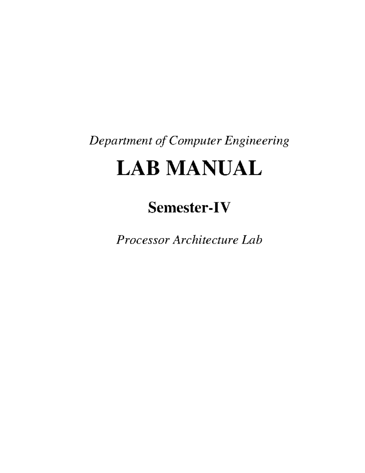 COA Lab Manual Final - LAB MANUAL Semester-IV Processor Architecture ...