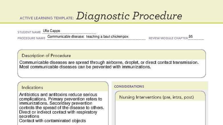 Active Learning Template Diagnostic Procedure Chicken pox - ACTIVE ...