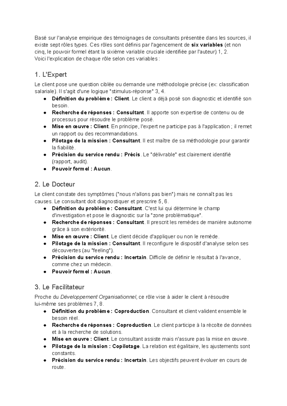 Les Sept Visages du Consultant : Typologie des Rôles Stratégiques - Studocu