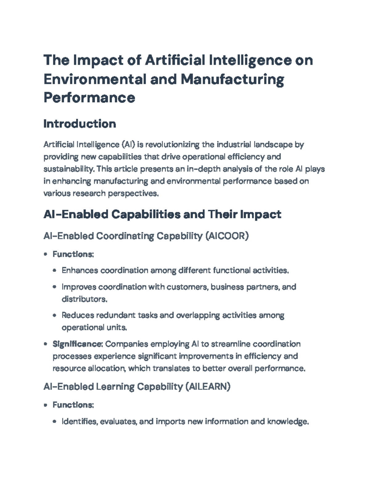 The Impact of AI on Manufacturing & Environmental Performance - The ...