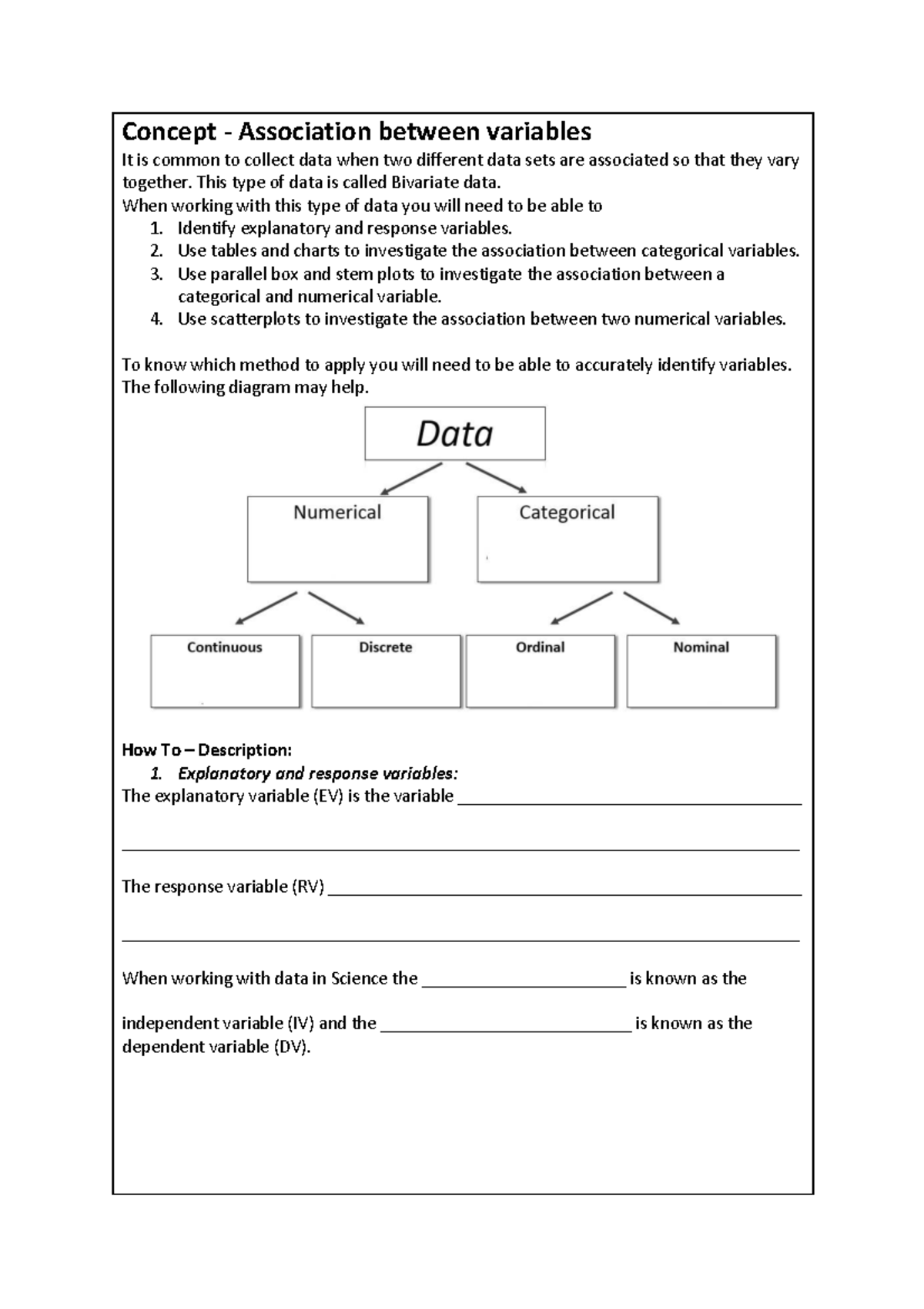 Data Pt3 - Bivariate Data Associations and Variable Analysis - Studocu
