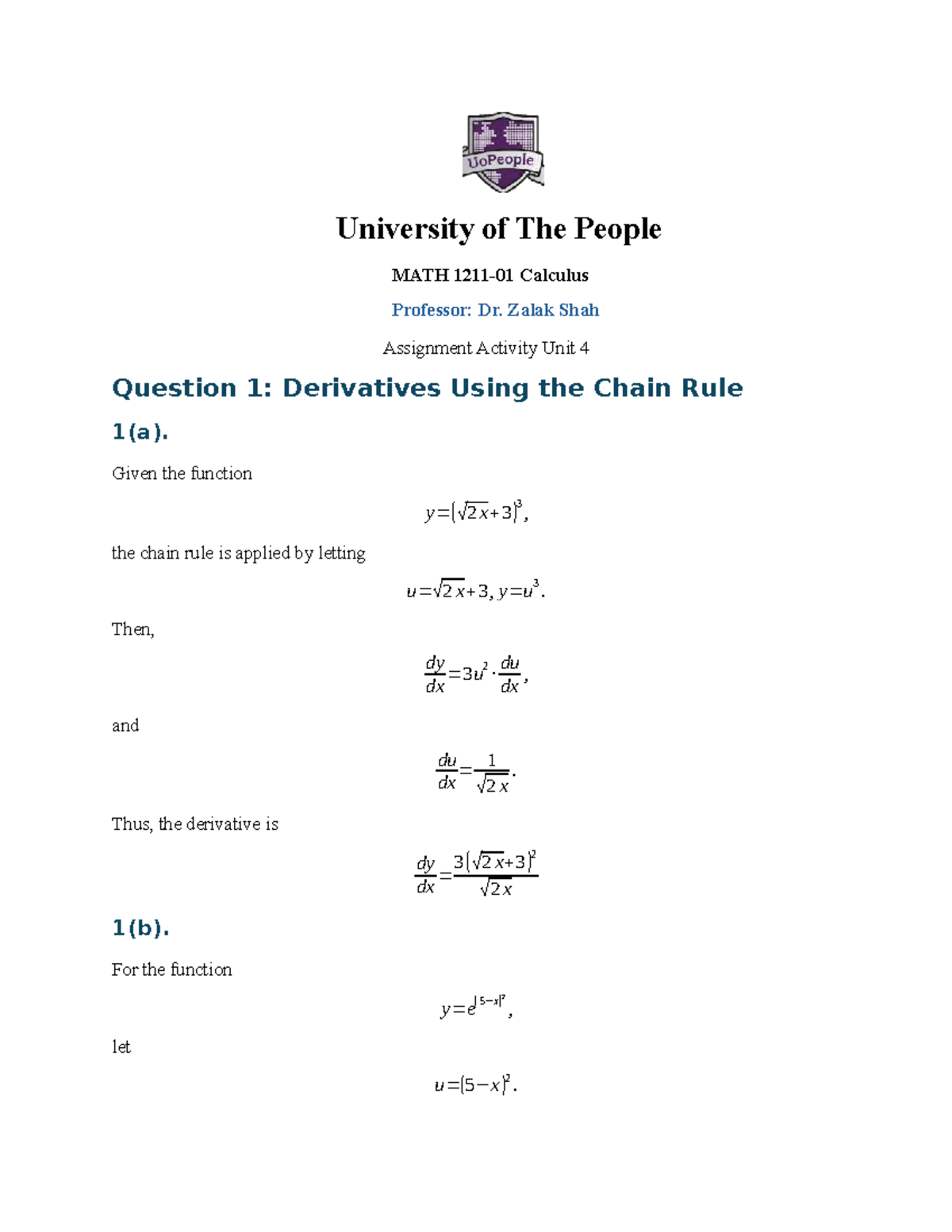 MATH 101 Final Exam Assignment: Derivatives & Chain Rule Analysis - Studocu