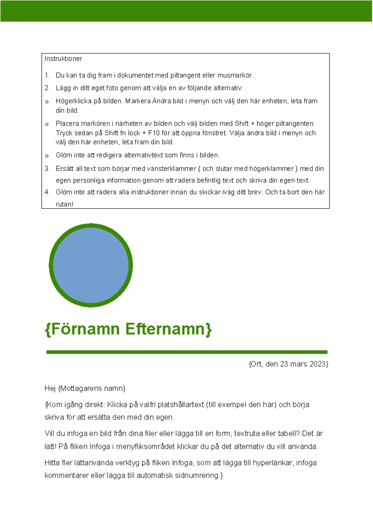 Instruktioner för att Redigera Dokument och Infoga Bilder - Studocu