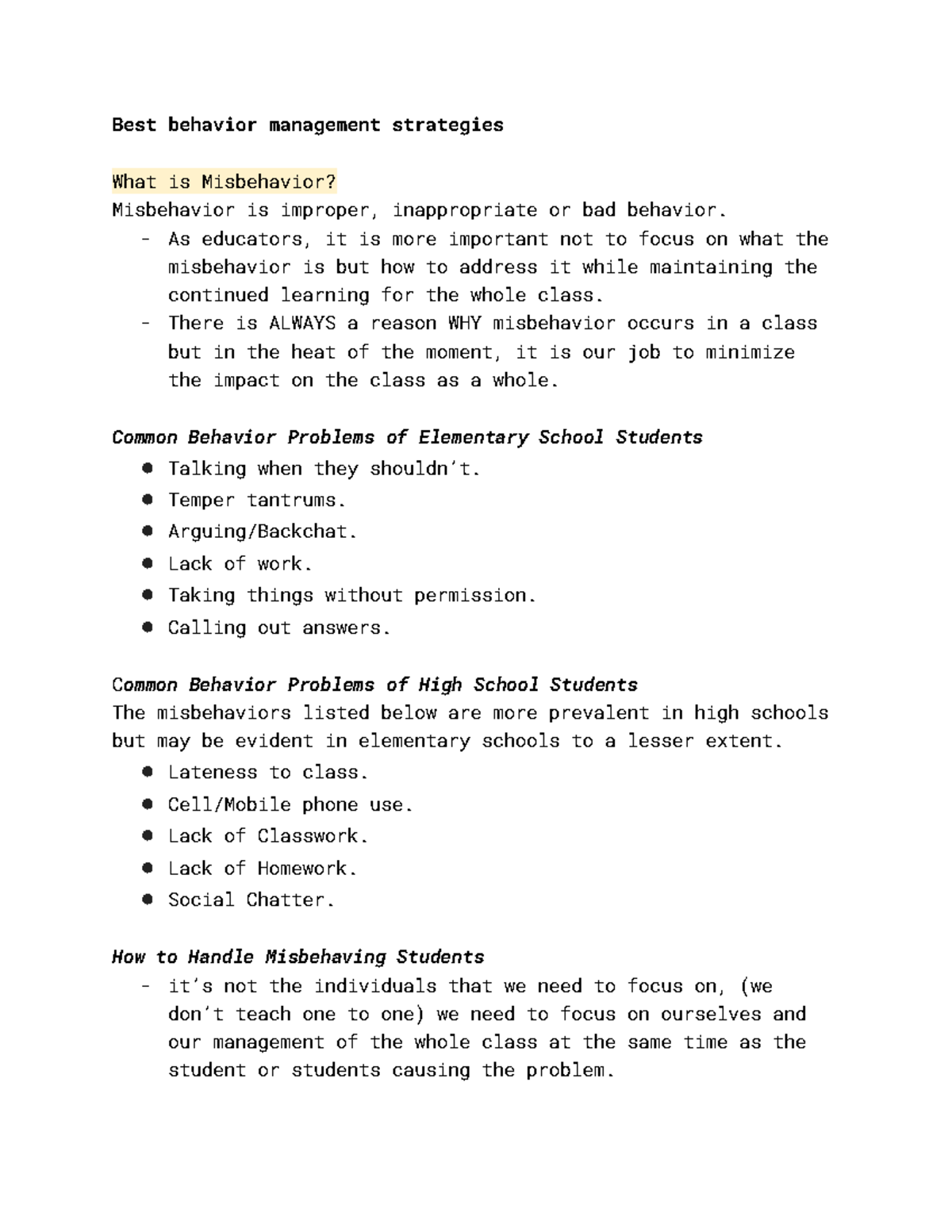 Best behavior management strategies - As educators, it is more ...