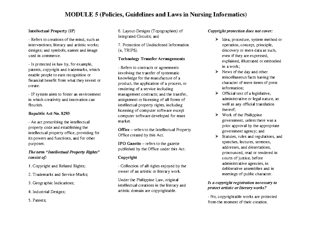 Module 5: Intellectual Property and Data Privacy in Nursing Informatics ...