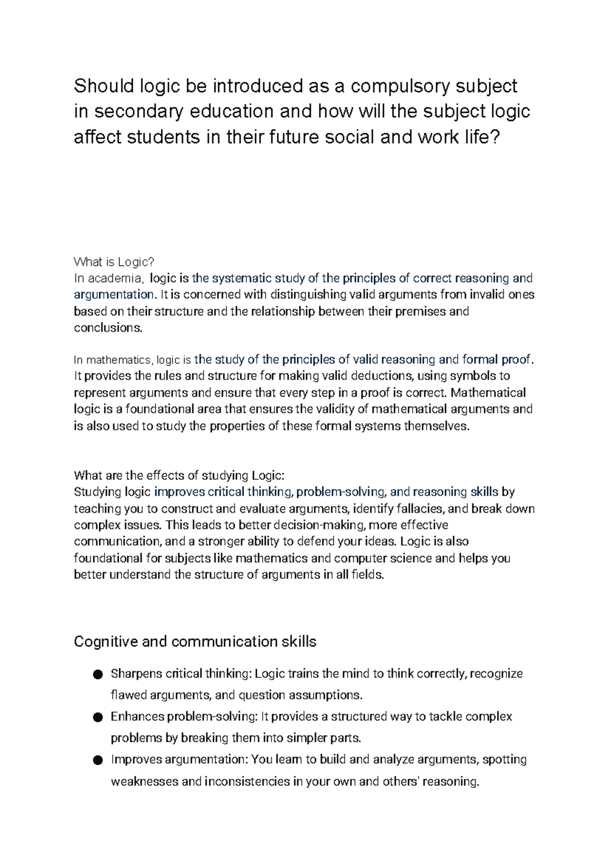 EPQ Logic: The Importance of Teaching Logic in Secondary Education ...